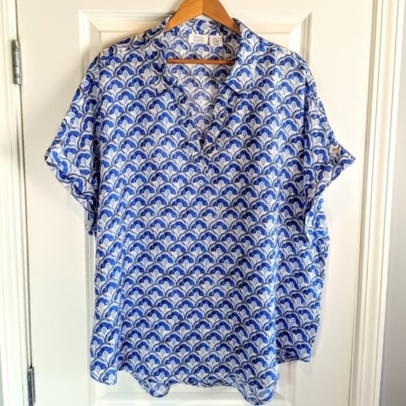 Sigrid Olsen | Tops | Sigrid Olsen Blue White Linen Tunic Top 2x | Poshmark